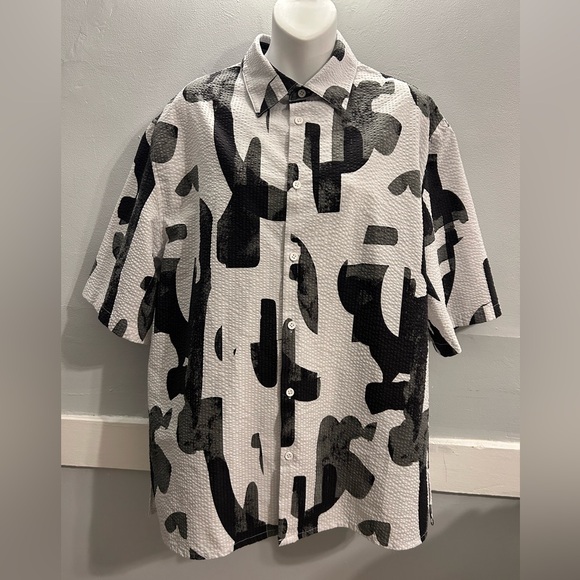 Zara | Shirts | Zara Monochrome Abstract Button Down Shirt | Poshmark